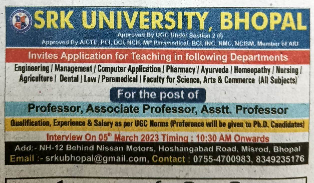 Jobs in Bhopal 01-03-2023 - Advance Infotech Career Guidance for Distance & Regular Courses